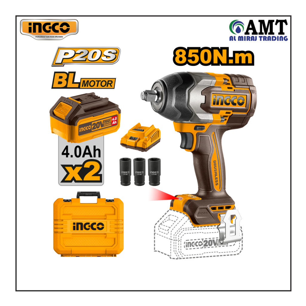INGCO Cordless impact wrench - CIWLI2085 | Al Miraj Trading